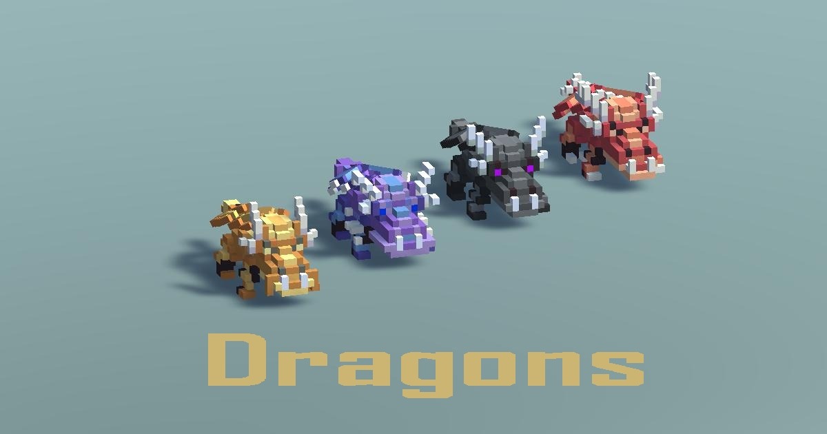 3D-Voxel Animated models - Dragons | 3D Creatures | Unity Asset Store