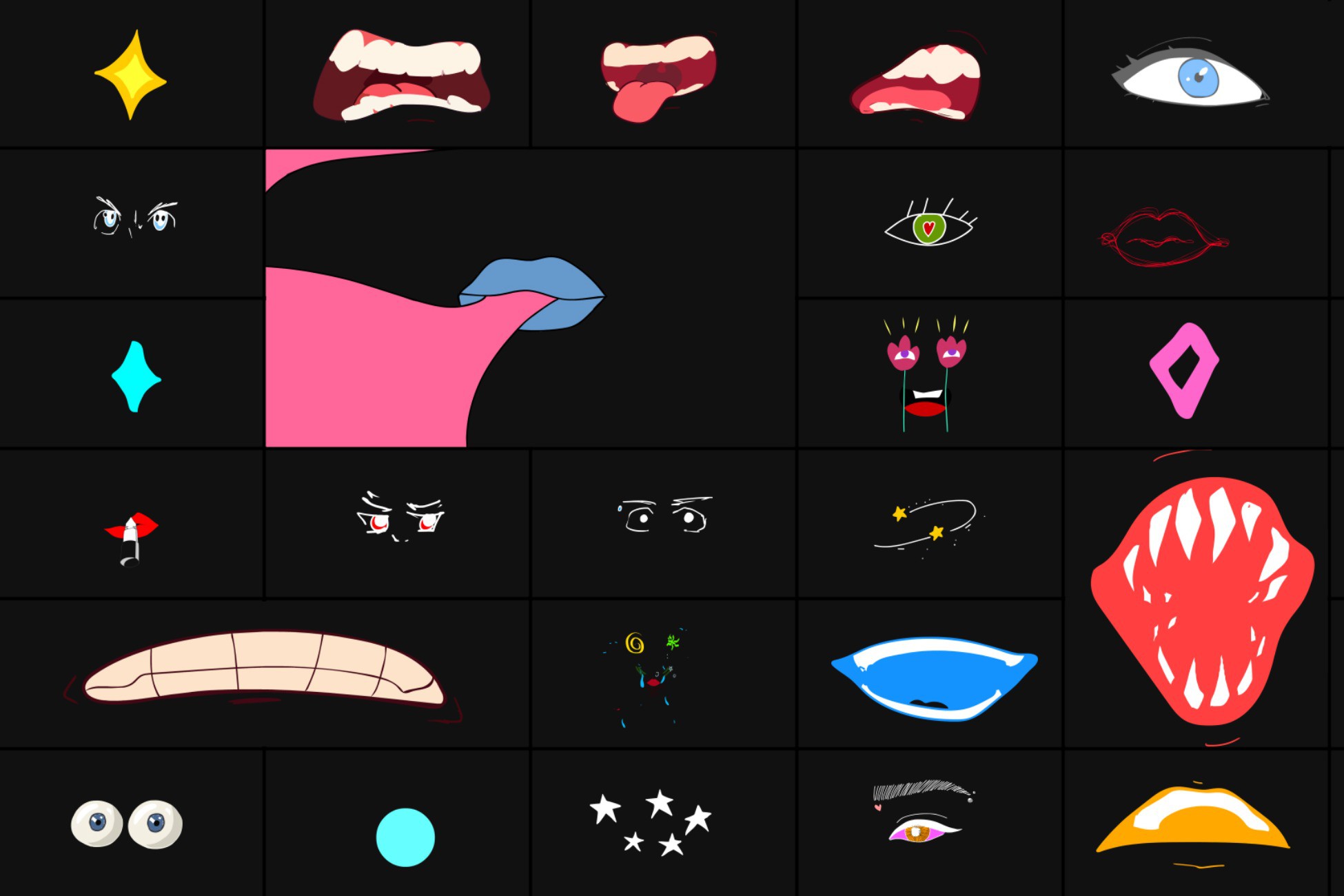 Lips And Eyes Mask Stickers (23.06) | 2D テクスチャ＆マテリアル | Unity Asset Store