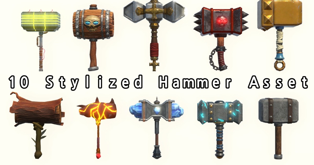 3D Stylized Hammer Assets Pack | 3D Weapons | Unity Asset Store