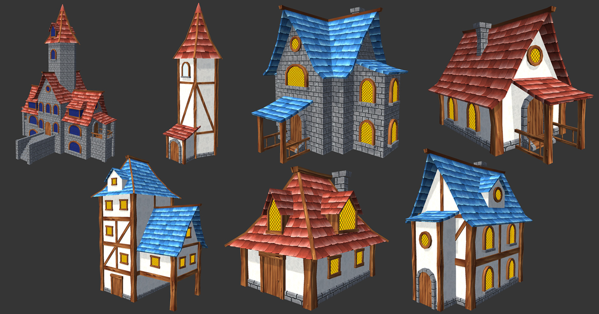 Modular Stylized Houses | 3D Fantasy | Unity Asset Store