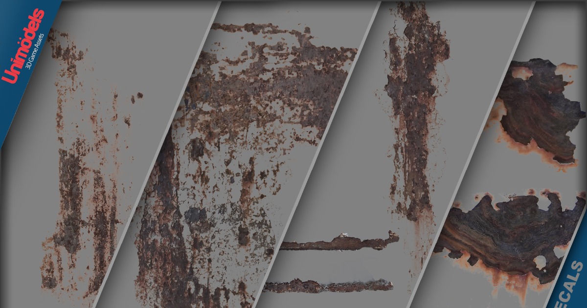 Decals rusty metallic stain Vol. 2 | 2D Textures & Materials | Unity ...