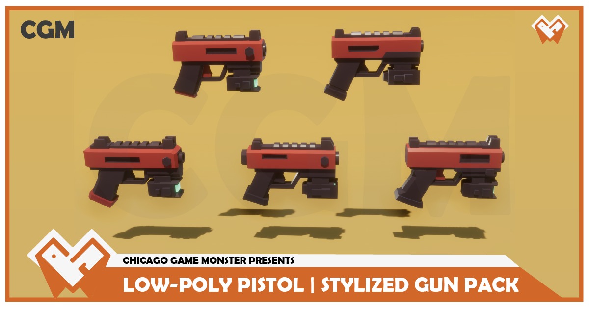 Low-Poly Pistol | Stylized Gun Pack | 3D Guns | Unity Asset Store