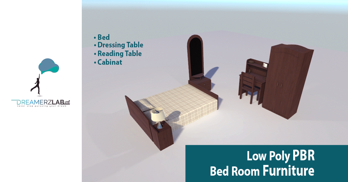 Low Poly Bed Room Furniture PBR | 3D 가구 | Unity Asset Store