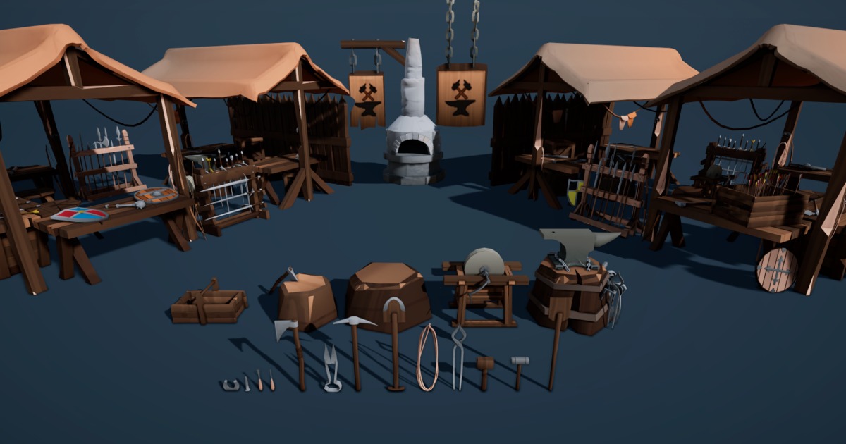 Blacksmith_Kitbashing - Lowpoly Environment by Unvik_3D | 3D Tools ...