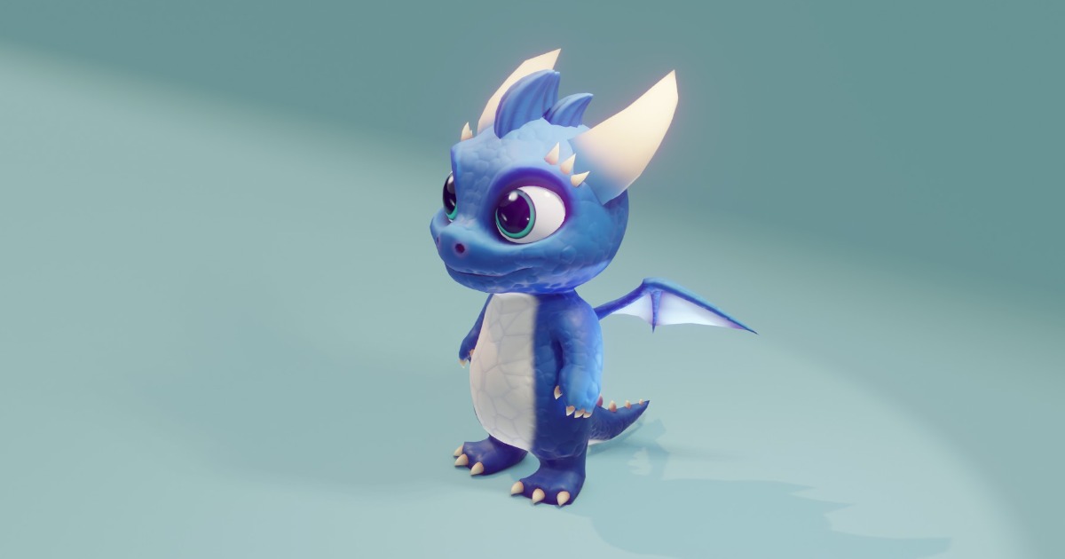 Cartoon Baby Dragon 3d Model (Blue) | 3D Creatures | Unity Asset Store