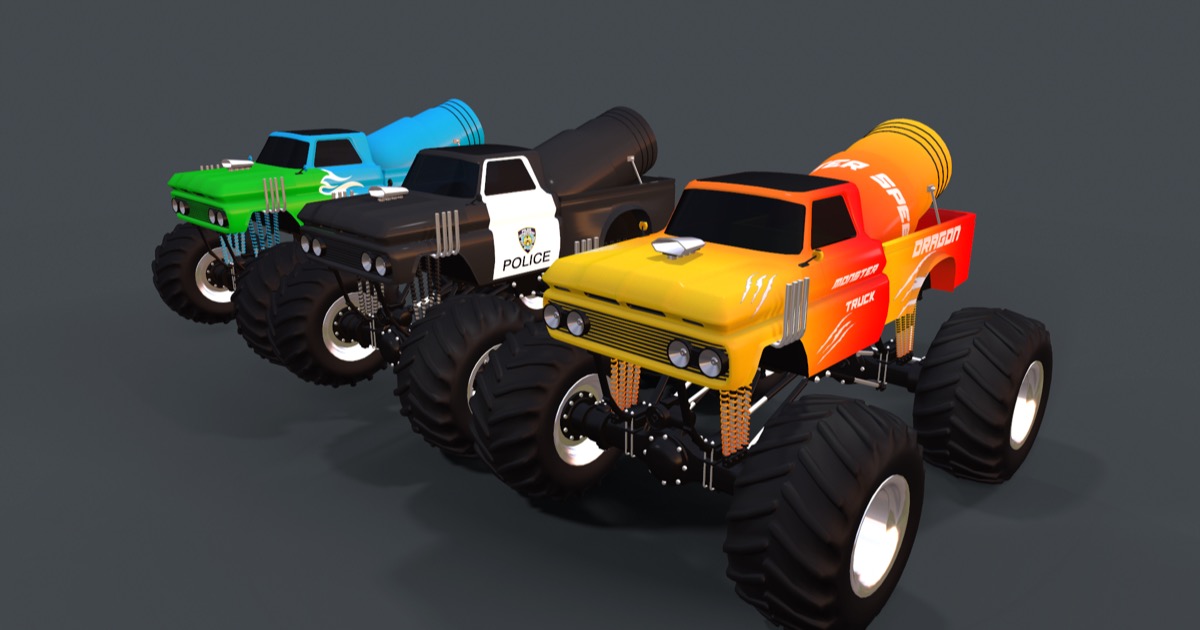 3D Detailed Monster Truck - 2 | 3D Land | Unity Asset Store