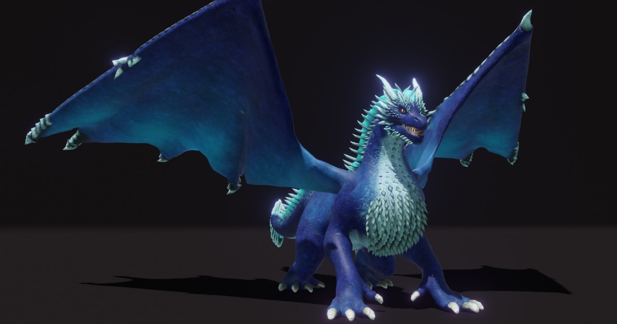 Realistic Blue Dragon Animated Low-poly 3D Model | 3D Creatures | Unity ...