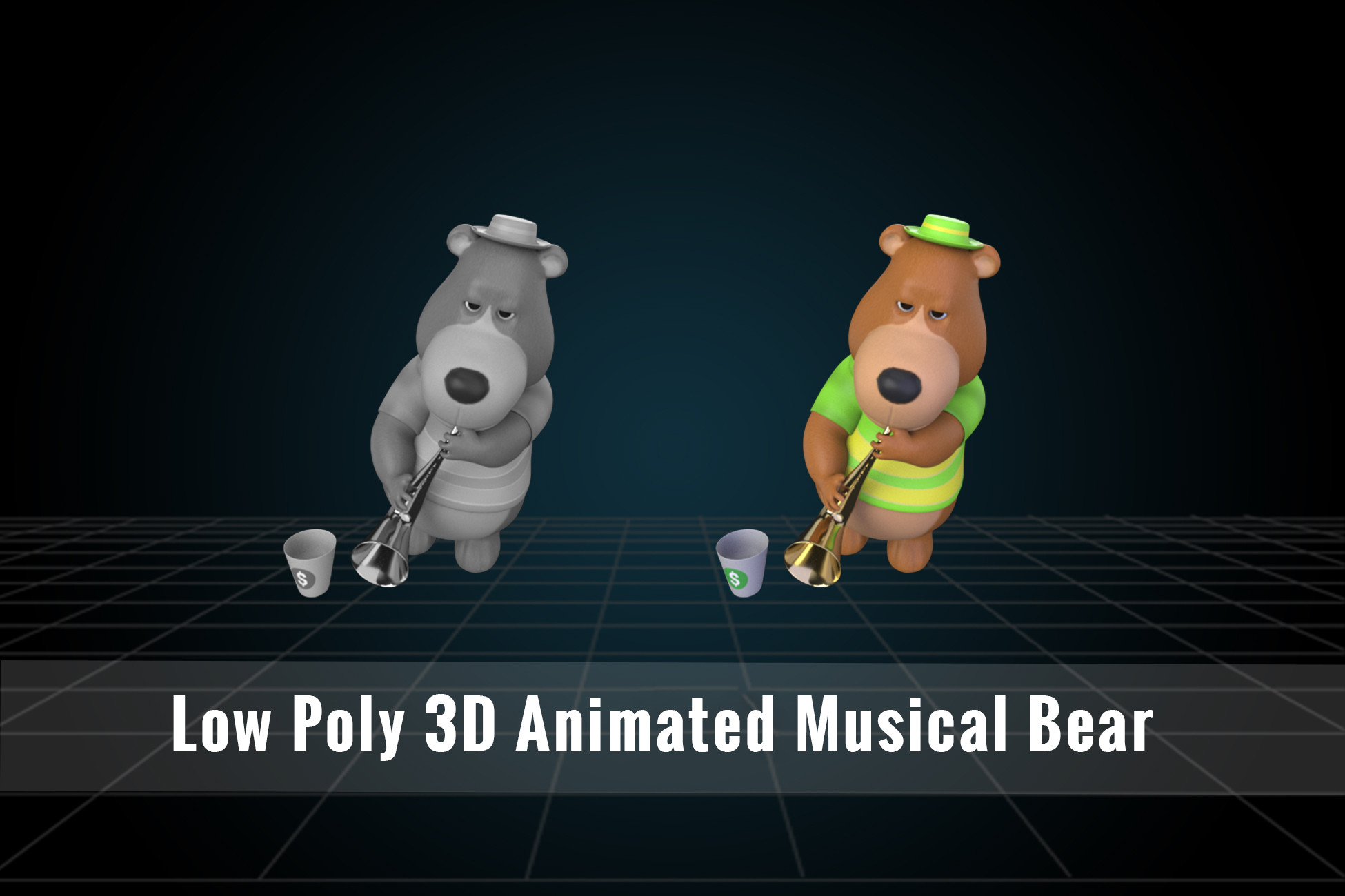 Low Poly 3D Animated Musical Bear | 3D 캐릭터 | Unity Asset Store