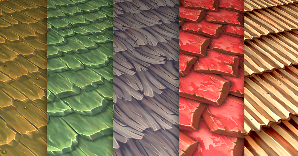 Texture Set Vol.51 Hand Painted Roofs | 2D Roofing | Unity Asset Store
