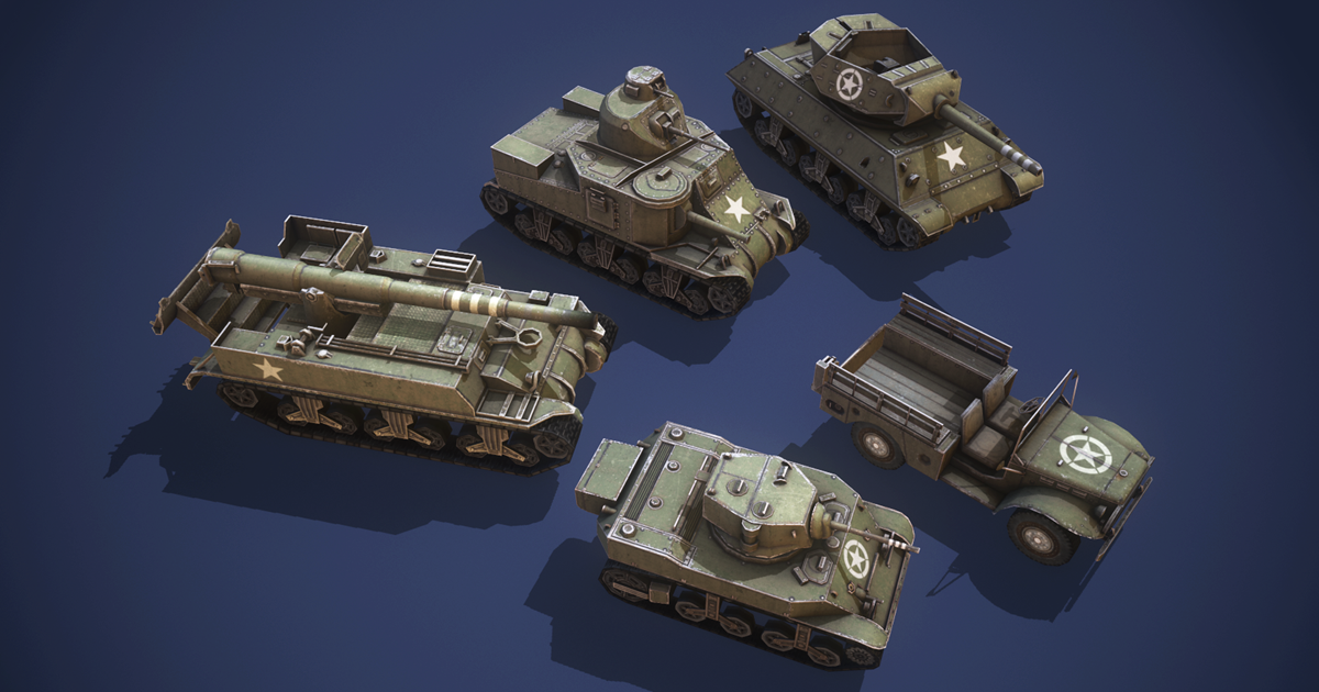 WWII Low Poly US Tanks Pack #3 | 3D Land | Unity Asset Store