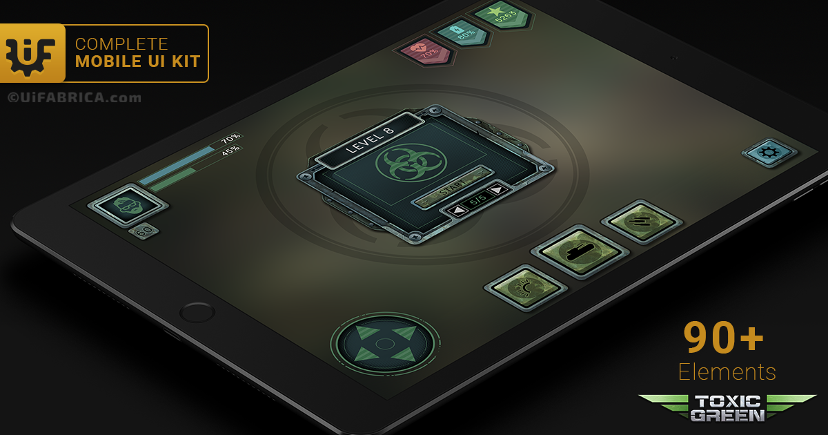 Toxic Green War Mobile UI | 2D GUI | Unity Asset Store