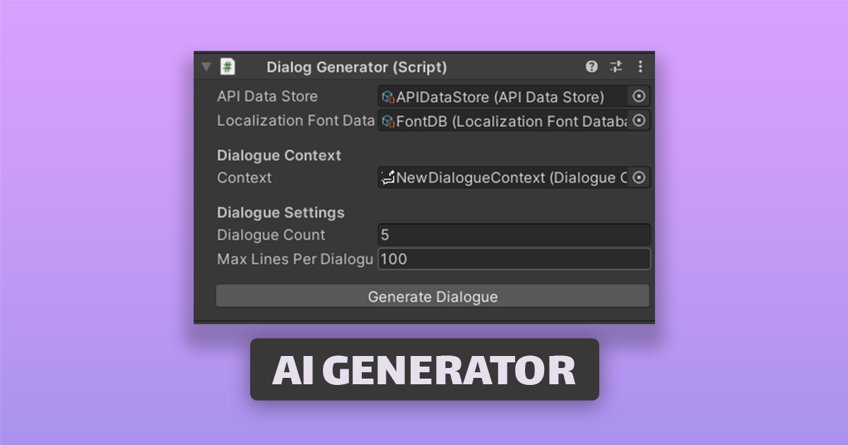 Dialog Generator AI | Generative AI | Unity Asset Store