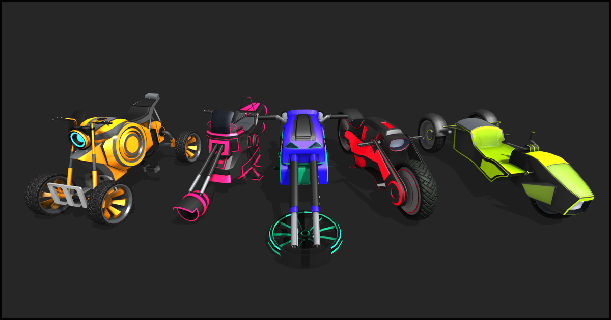 Scifi Futuristic Bikes Pack of 10 | 3D Vehicles | Unity Asset Store