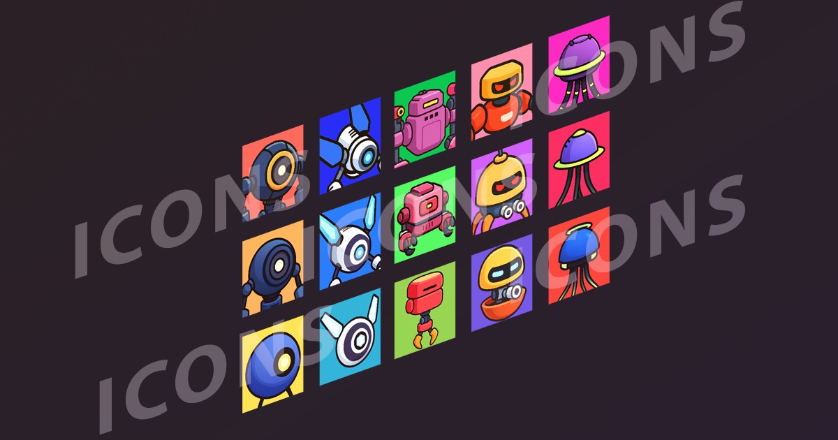 Icons For Robots Ultimate Pack 01 Cute Series | 2D Icons | Unity Asset Store