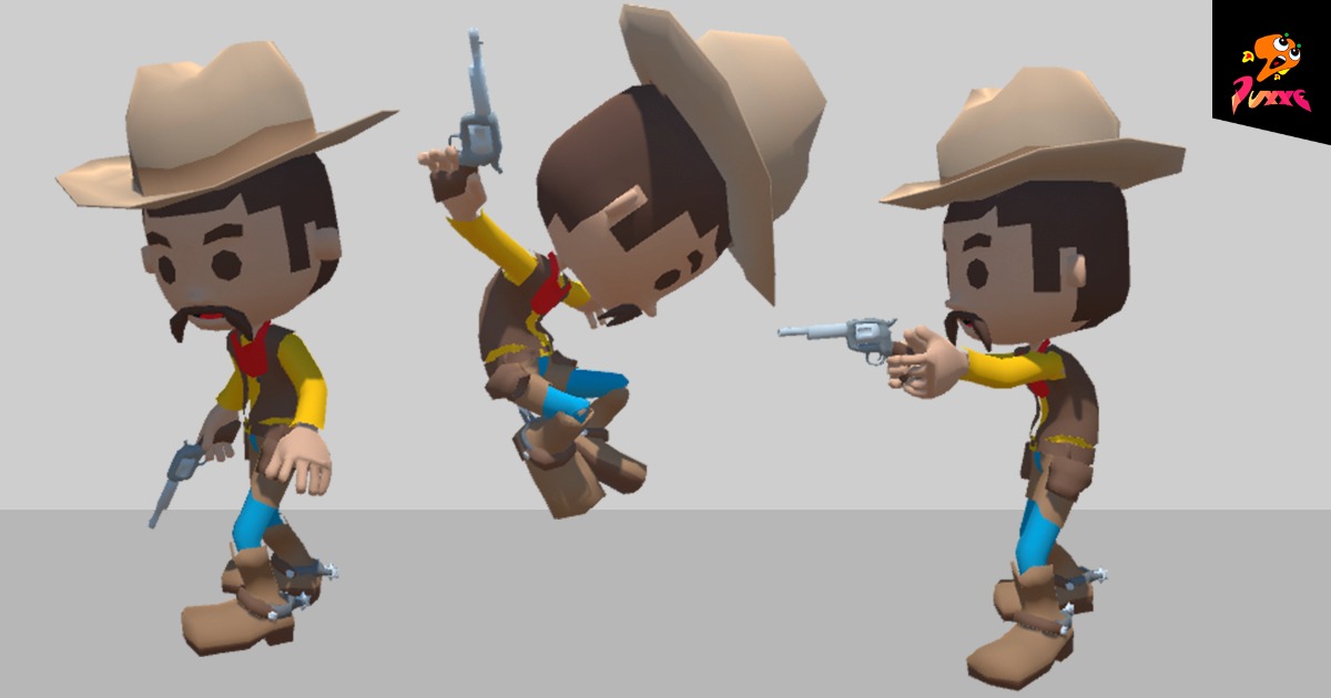 3D Character #043 - Cowboy - Animated - Low Poly - FBX | 3D Characters ...