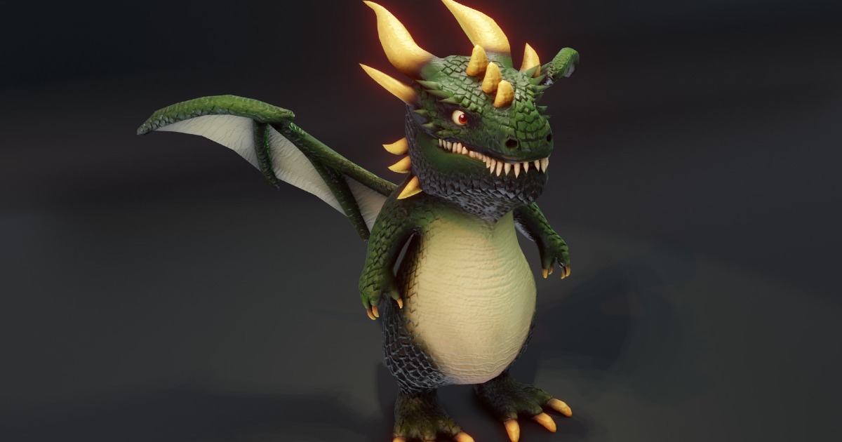 Cartoon Green Dragon Animated Low-poly 3D Model | 3D Characters | Unity ...