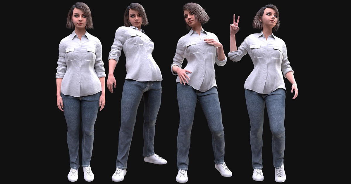 Woman In Casual Outfit 2 Rigged 3d Characters Unity Asset Store