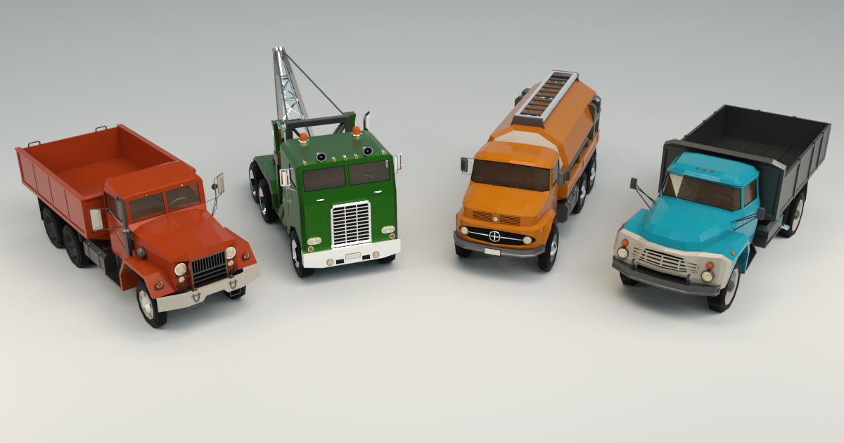 Low Poly Truck Pack 02 | 3D Land | Unity Asset Store