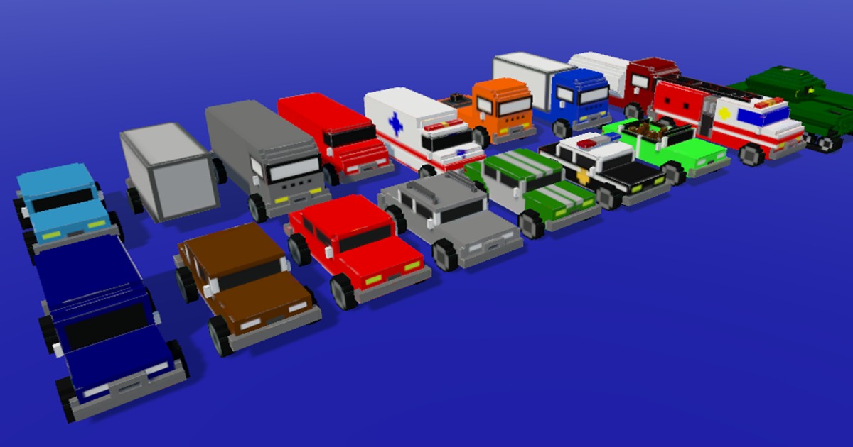 Pack of 33 voxel transport models | 3D Vehicles | Unity Asset Store