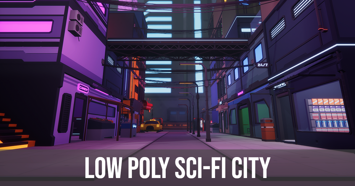 Low Poly Sci-Fi Cyberpunk City | 3D Sci-Fi | Unity Asset Store