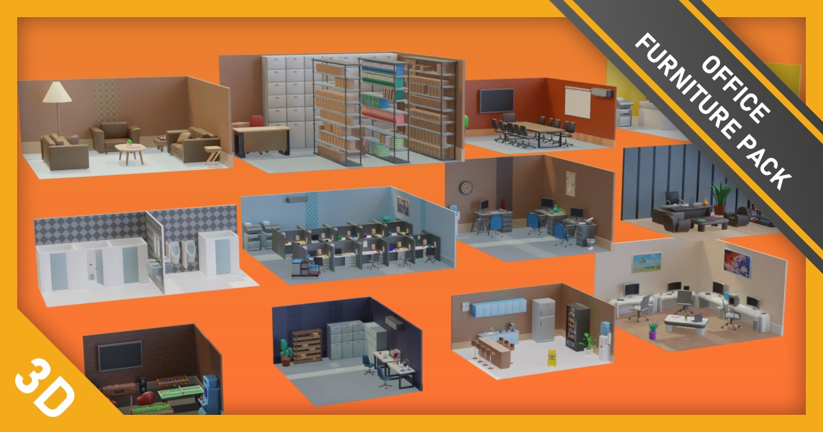 Mini Office Furniture Pack | 3D Environments | Unity Asset Store