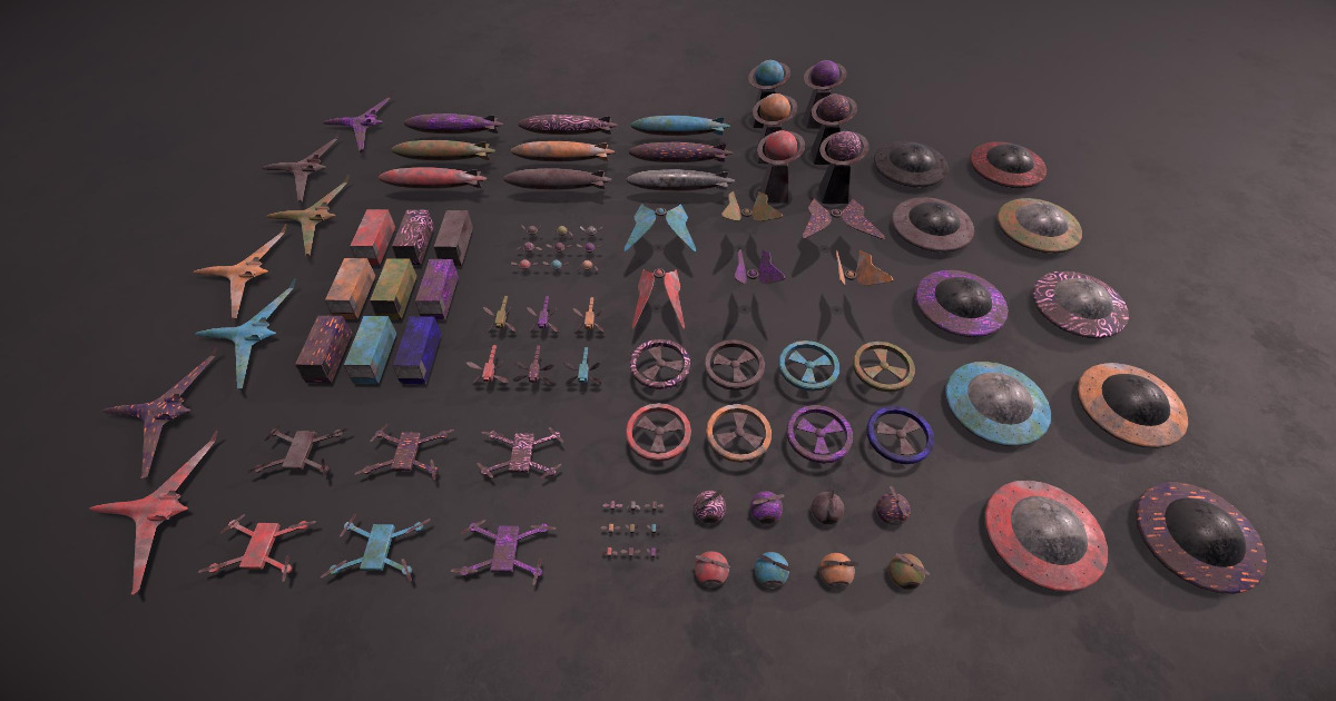 Rusty Flying machines (UFO, Copter, Drone, Jet & more) | 3D Electronics | Unity Asset Store