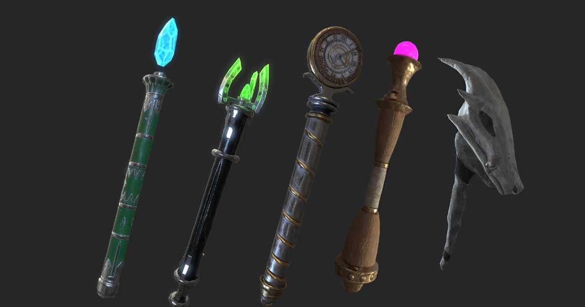 5 Fantasy Stylish Wand | 3D Weapons | Unity Asset Store
