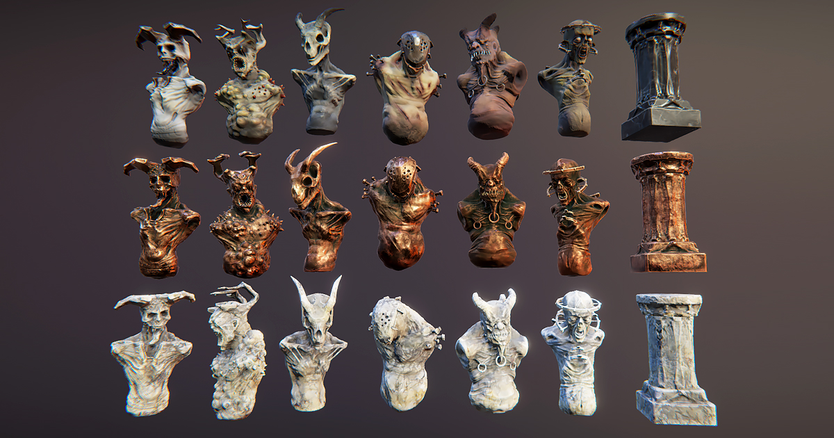 Horror busts | 3D Fantasy | Unity Asset Store