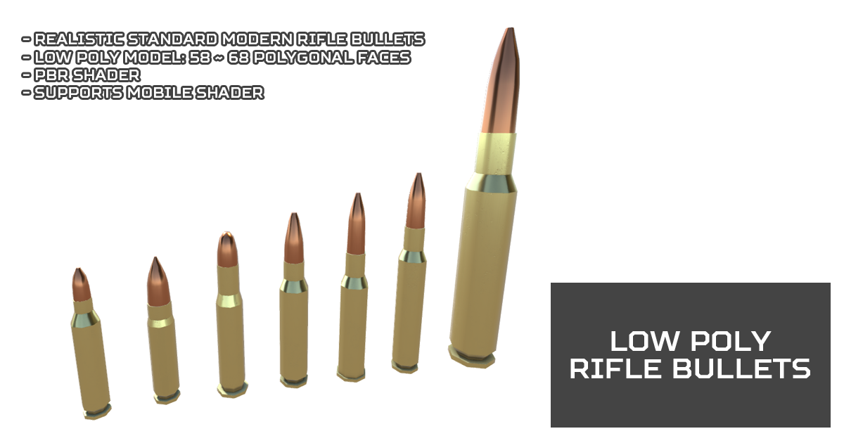 Low Poly Rifle Bullets | 3D Guns | Unity Asset Store