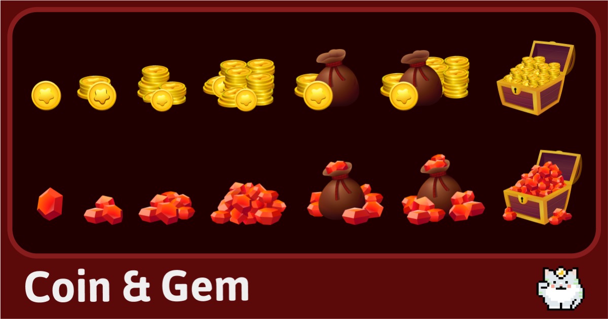Coin & Gem Treasure Pack – Casual Game Currency Icons | 2D Icons ...