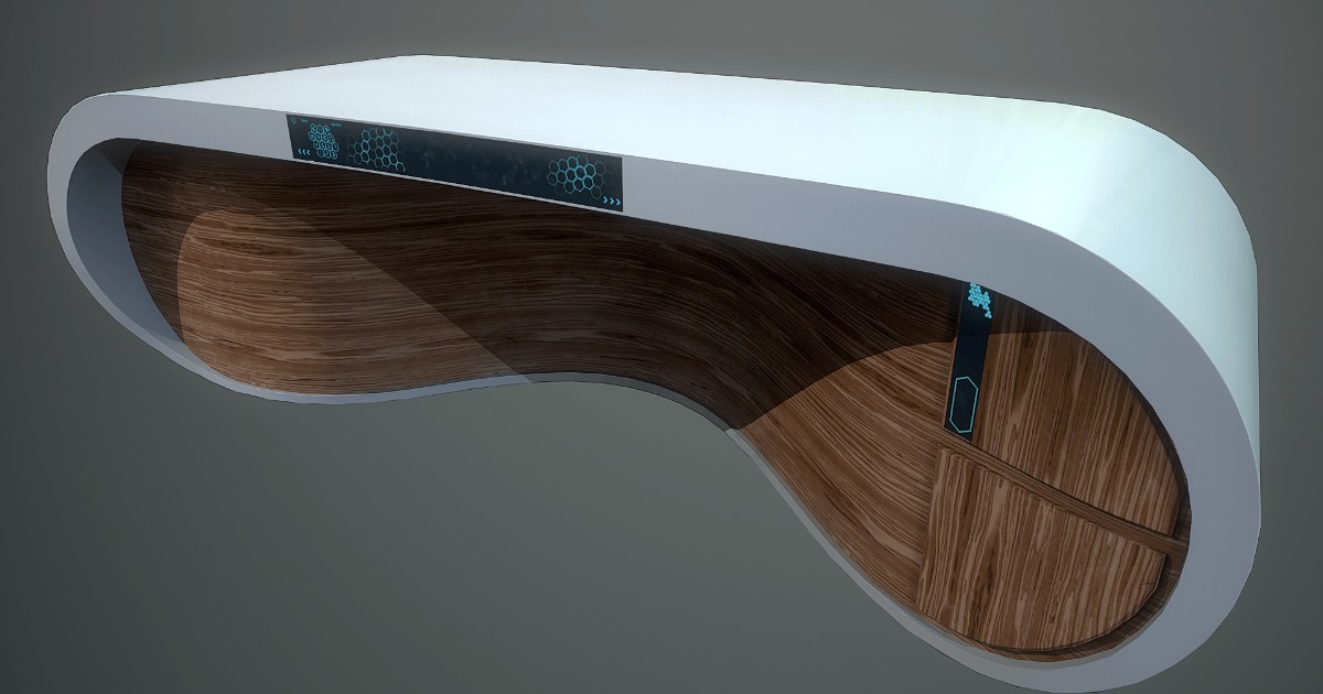 Futuristic Office Desk Props – Sci-Fi Workspace Pack | 3D Furniture ...