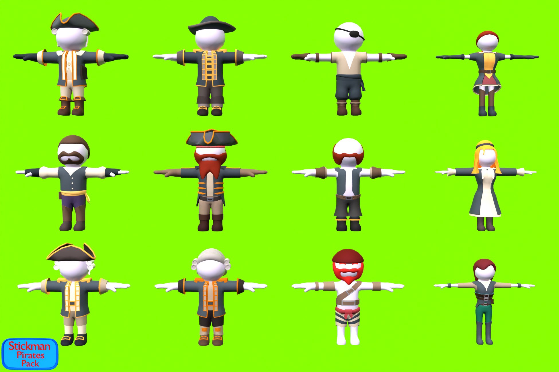 Stickman Pirate Pack | 3D Characters | Unity Asset Store