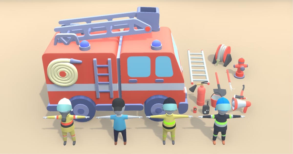 Hyper Casual Firefighters | 3D Characters | Unity Asset Store