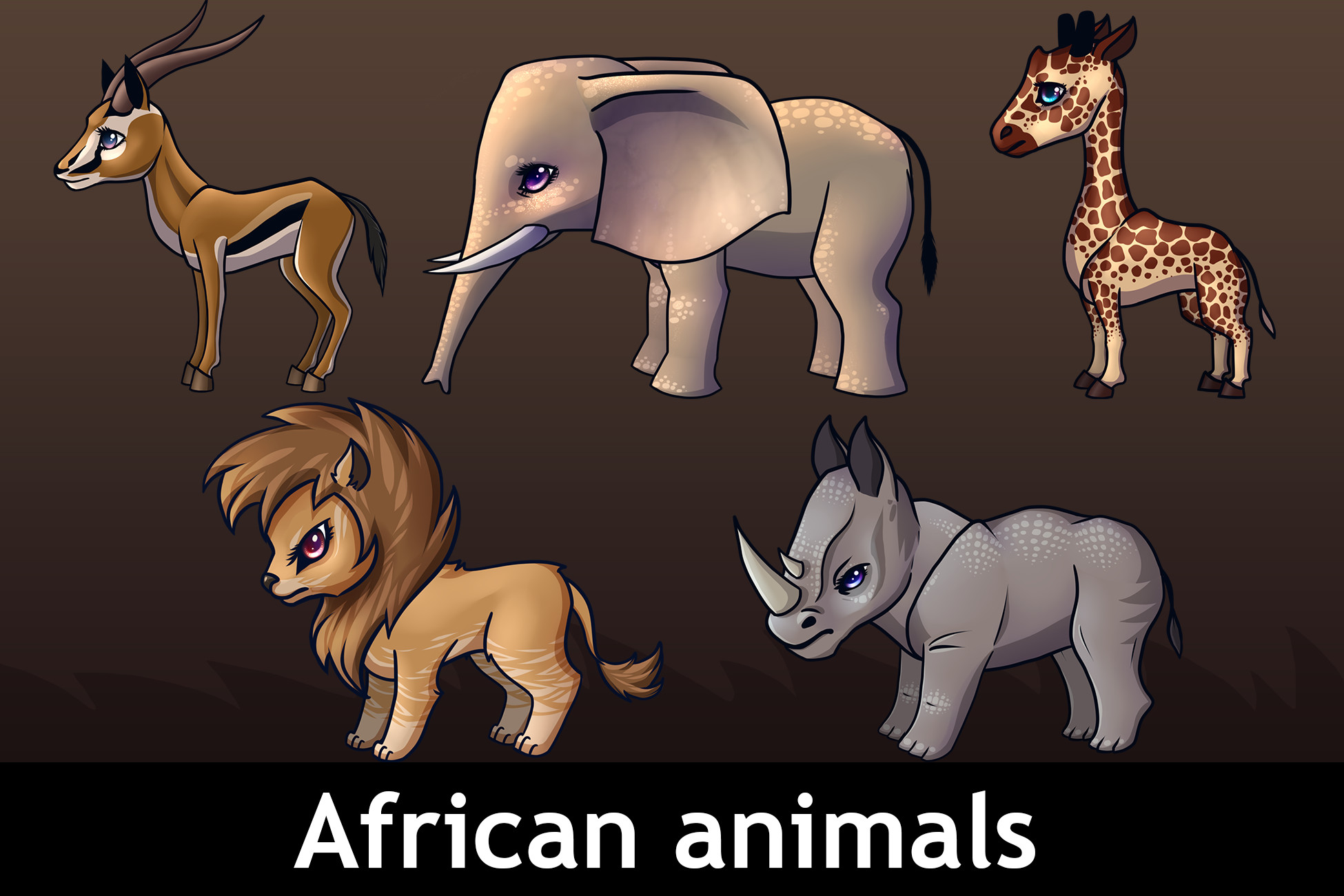 African animals: Animated 2D Characters | 2D Characters | Unity Asset Store