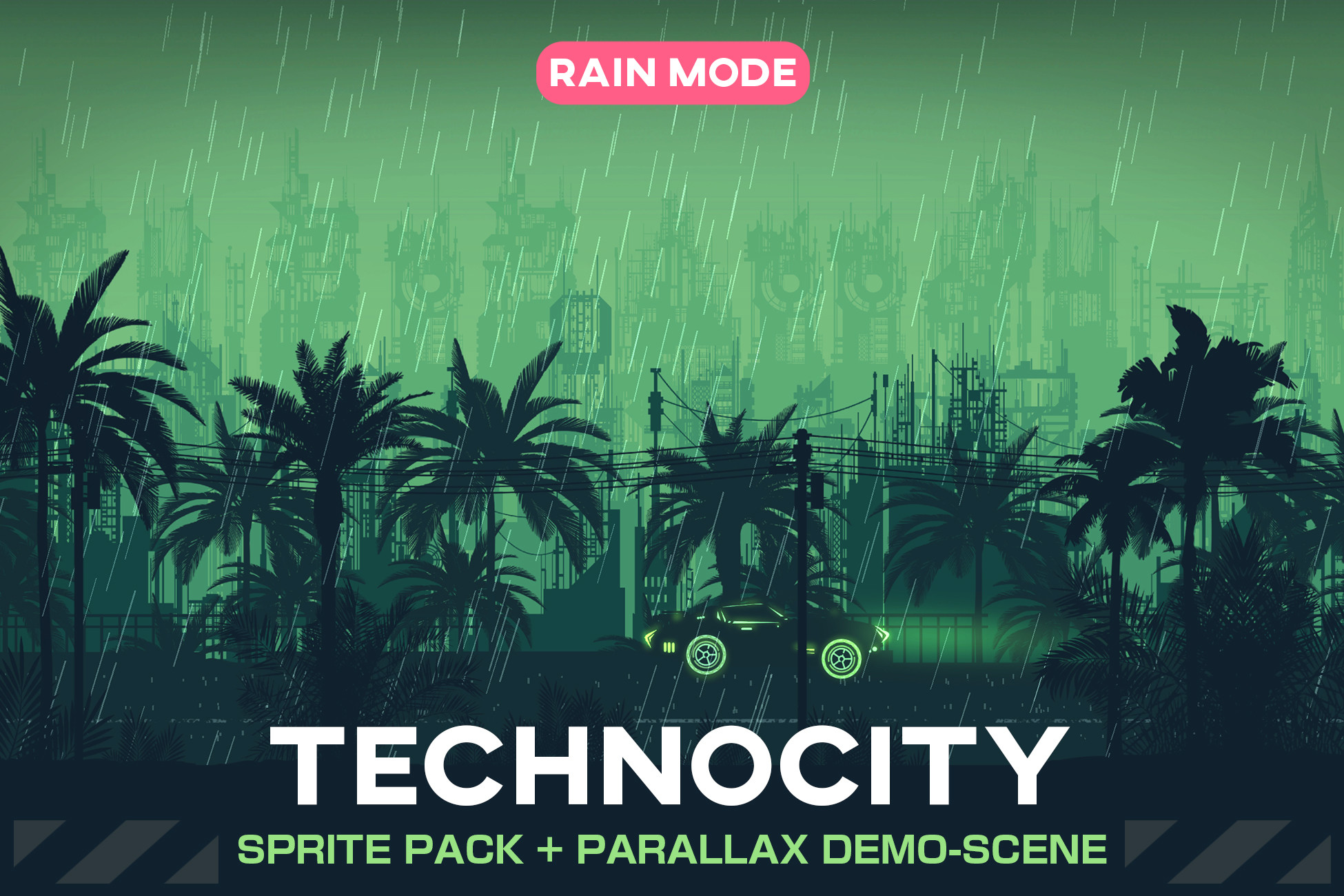 TechnoCity / Rain Mode | 2D Environments | Unity Asset Store