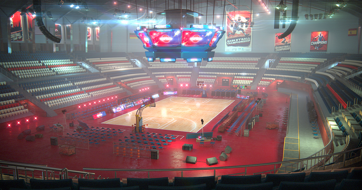 Basketball Arena Stadium Interior - Modular Environment 3D Level | 3D ...