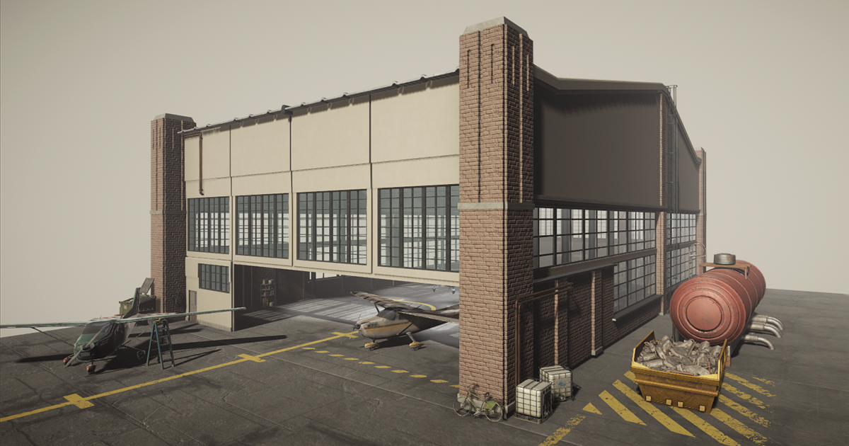 Airplane Hangar Environment | 3D Industrial | Unity Asset Store
