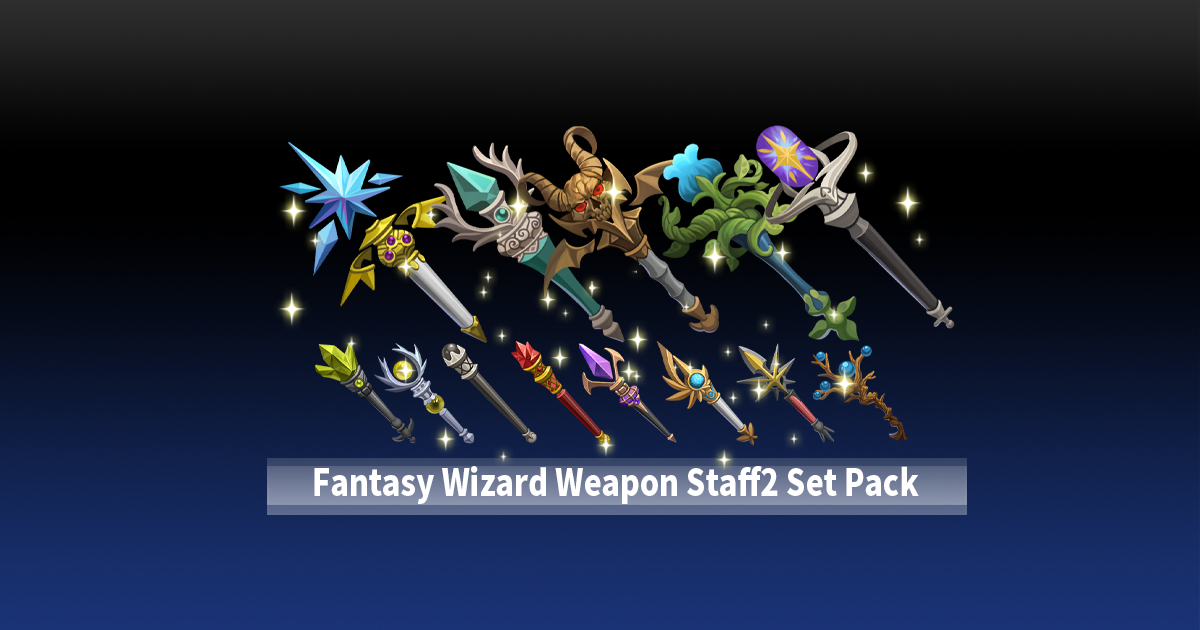 Fantasy Wizard Weapon Staff2 Set Pack | 2D Icons | Unity Asset Store