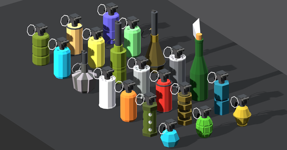 Low Poly Grenades | 3D 武器 | Unity Asset Store