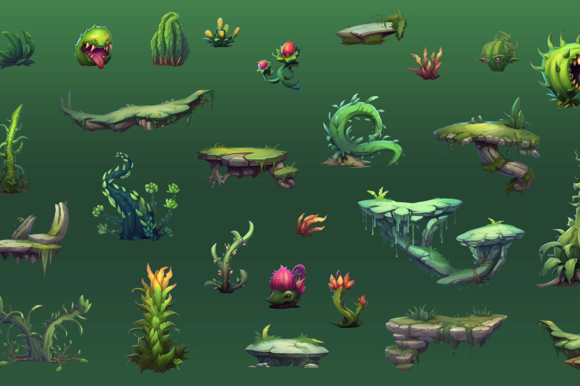 Animated 2D fantasy cartoon stylized forest platformer vol.1 | 2D ...