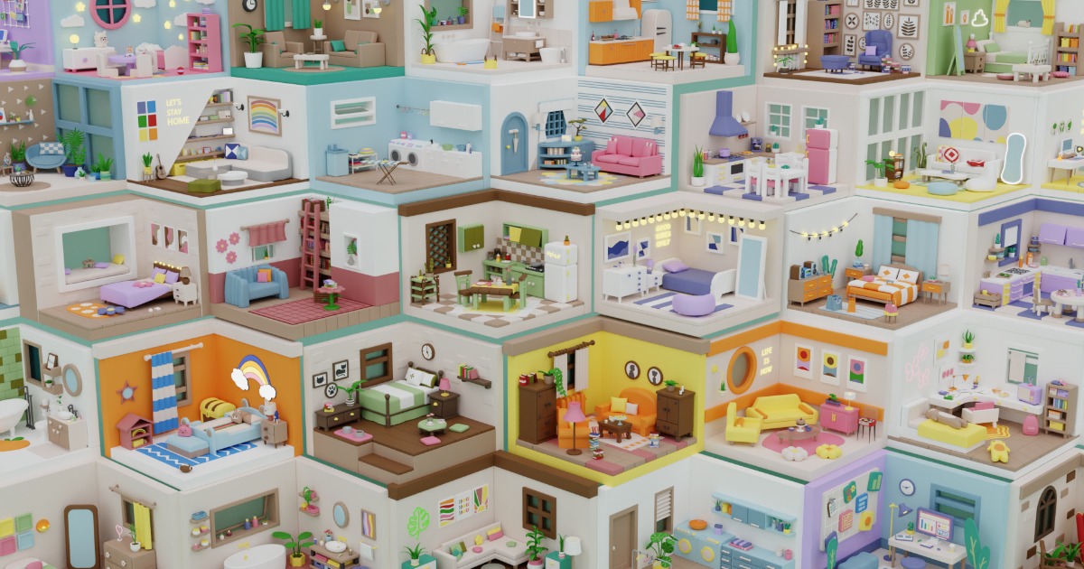 BIG PACK Cozy Cartoon Rooms Interiors | 3D Interior | Unity Asset Store