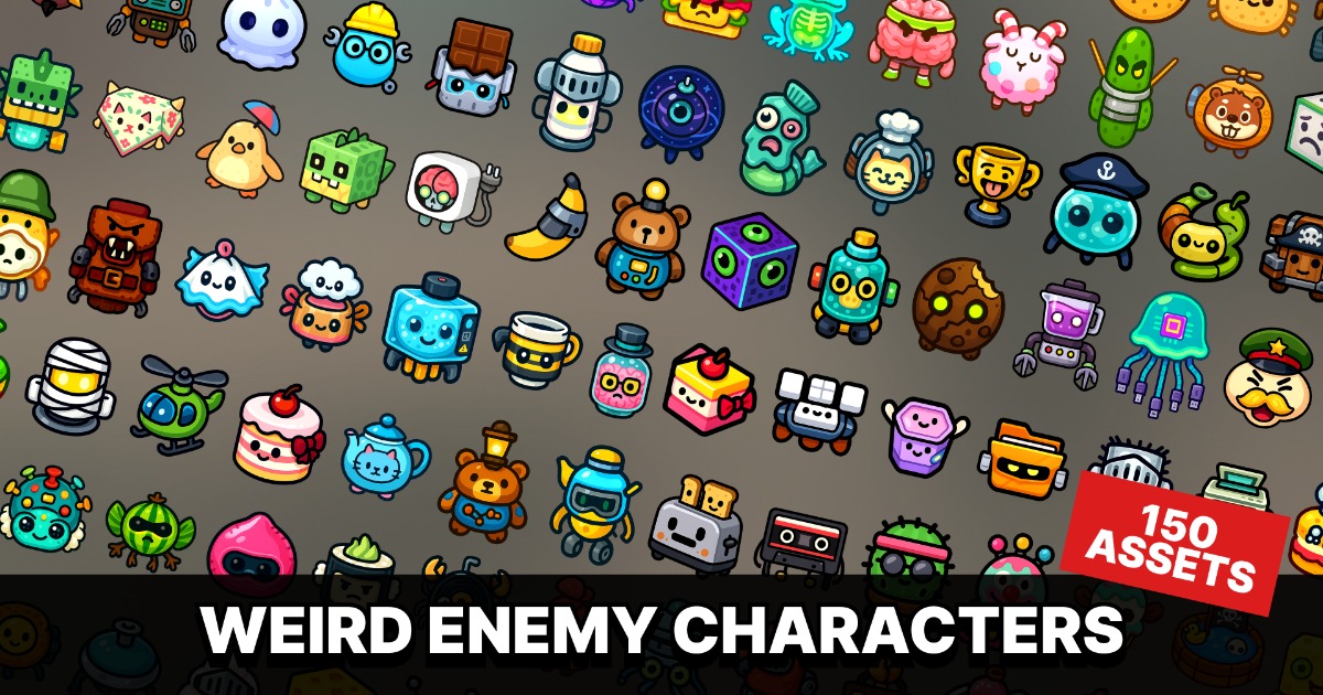 Weird Enemy Characters Icon Pack Cute Monsters Aliens Robots Funny Foes ...
