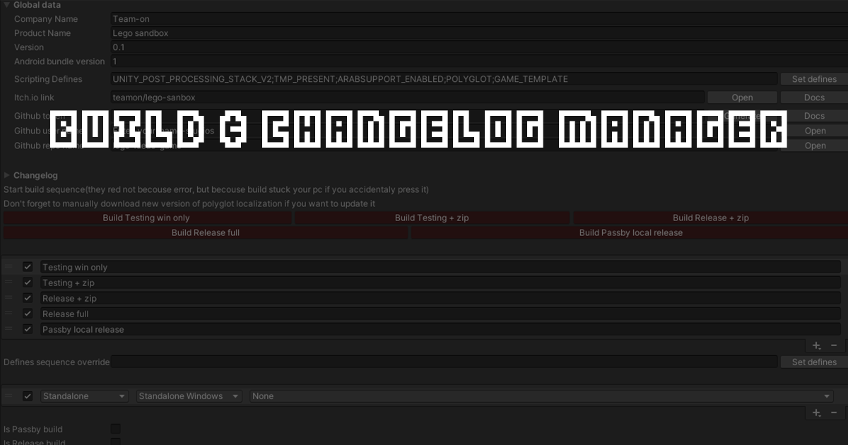 Build & Changelog manager | Utilities Tools | Unity Asset Store