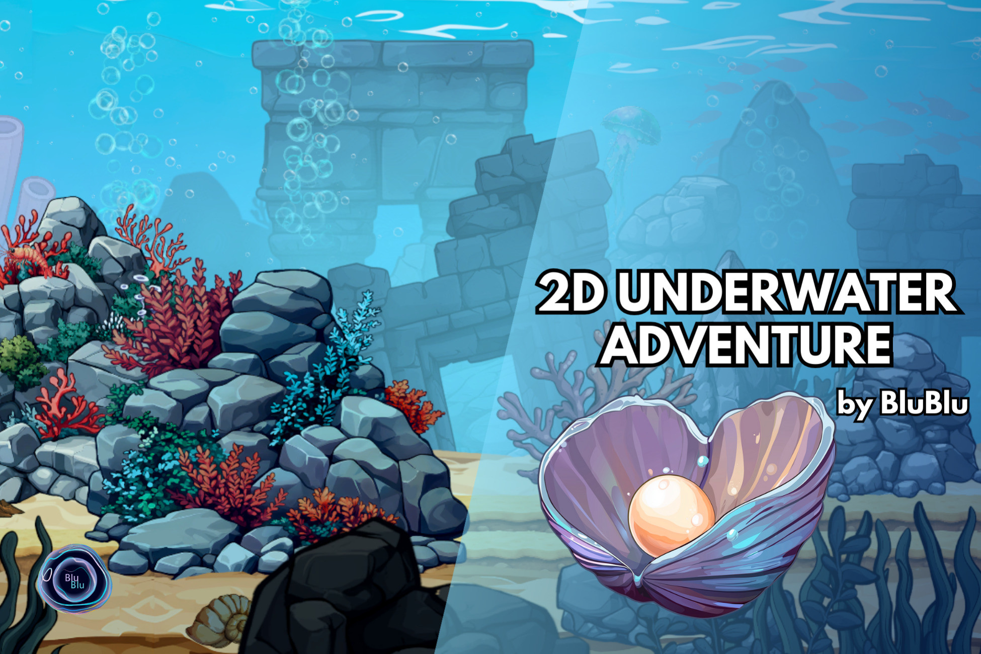 2D Platformer Underwater Adventure by BluBlu Games