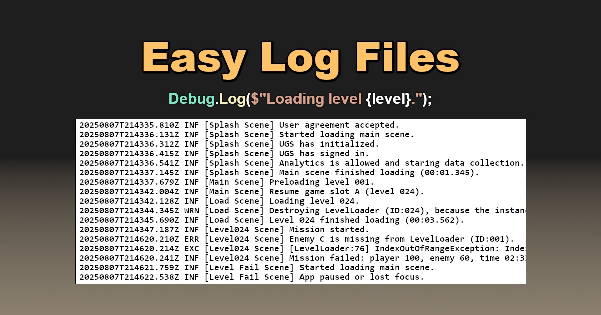 EasyLogFiles : Debug Logs to File | Utilities Tools | Unity Asset Store