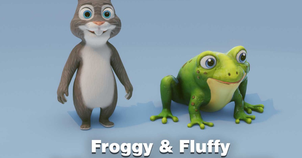 Froggy & Fluffy: Cartoon Animated Frog and Rabbit 3D Model Collection ...