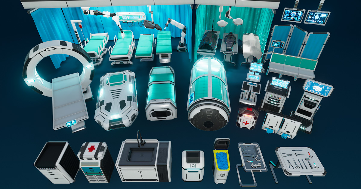 Sci-Fi Hospital Props | 3D Interior | Unity Asset Store