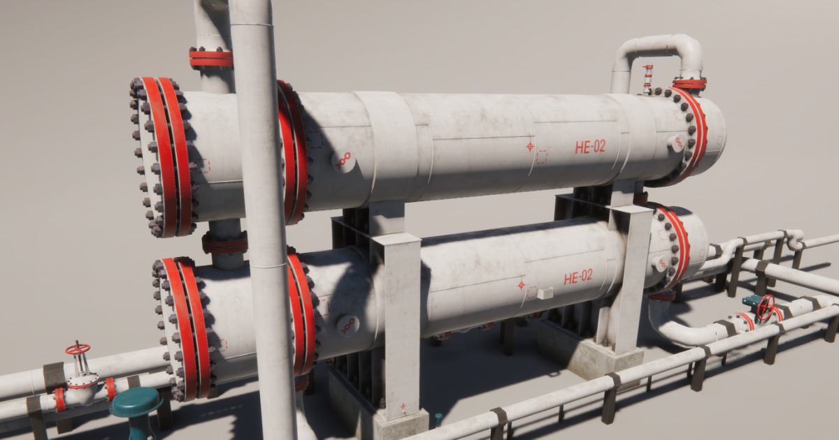 Industrial Double Heat Exchanger HDRP | 3D Industrial | Unity Asset Store