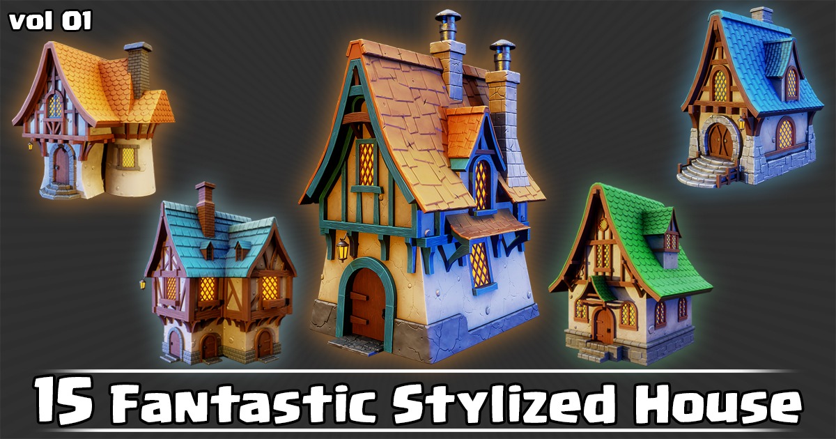 15 Fantastic Stylized House VOL01 | 3D Props | Unity Asset Store