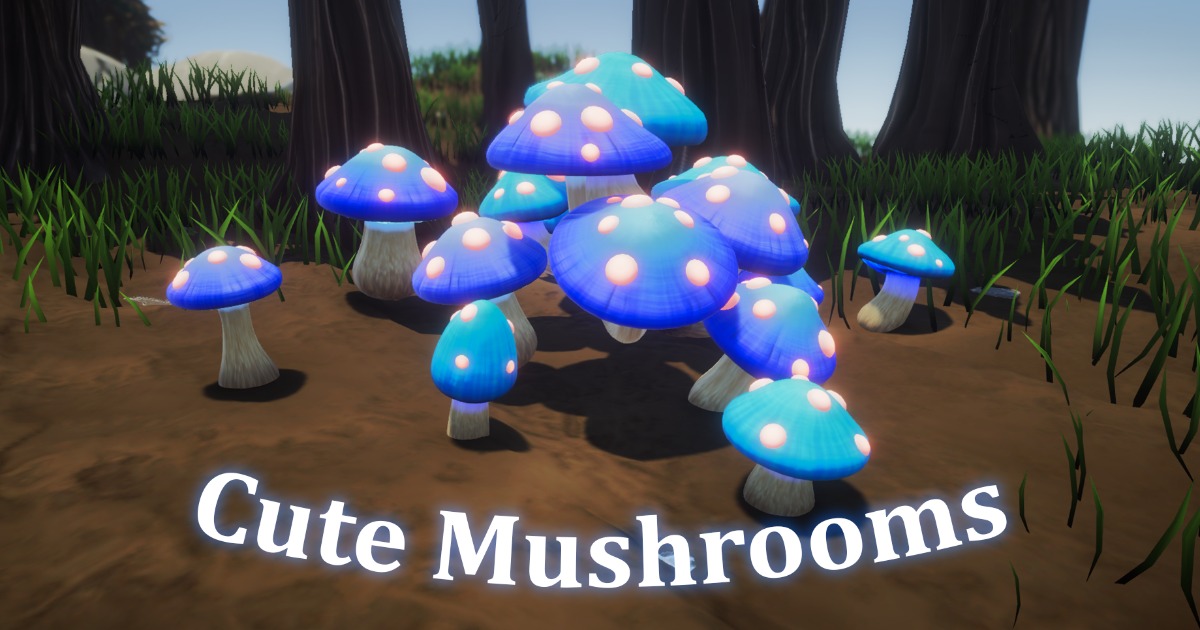Cute Mushroom Blue Package 3d Landscapes Unity Asset Store